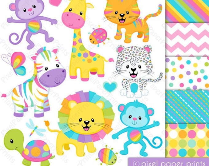 Sea Animals for Girls Clip Art and Digital Paper Set - Etsy