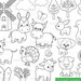 Farm Animals Digital Stamps Clip Art Line Art Digital | Etsy