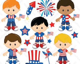 Independence Day Clipart - CUTE 4th of JULY - Clipart and Digital Paper ...