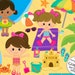Girls at the Beach Clipart - Clip Art and Digital Paper Set - Digital ...