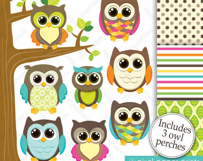Doodly Owls Hand Drawn Cute Owl Illustration Clip Art for Scrapbooking ...