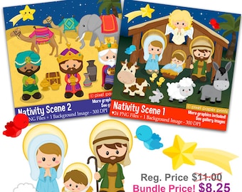 Nativity Clipart Bundle Color and Black/white Sets 215 and - Etsy