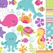Sea Animals for Girls Clip Art and Digital Paper Set - Etsy