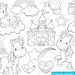 Unicorns and Rainbows Digital Stamps Line Art | Etsy