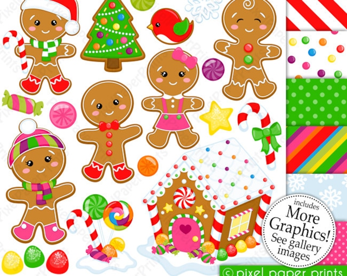 Gingerbread Man Clipart Scrapbook Printables Holiday Clip Art - Etsy