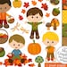 Autumn Boys - Fall Clipart - Clip Art and Digital Paper Set - Digital ...