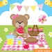 Picnic Bear Digital Clipart and Digital Paper Set Bear - Etsy