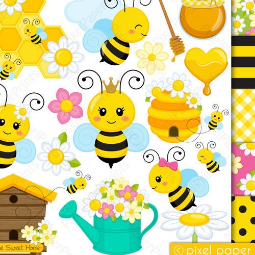 Honey Bees Digital Clipart - Etsy Canada
