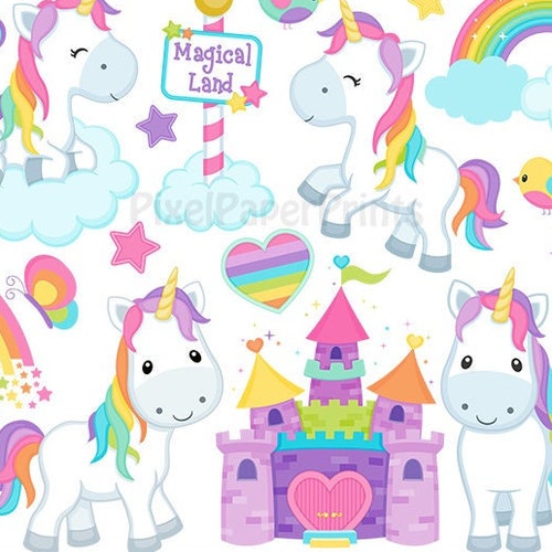 Unicorn Heads Clipart Rainbow Unicorn Clip Art Gold Unicorn - Etsy