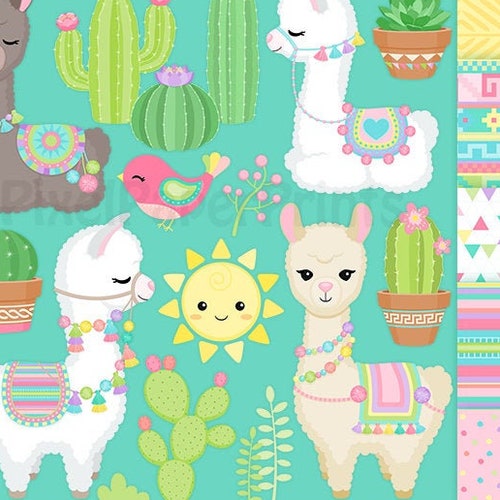 Darling Llamas Decorated Llama Clipart Alpaca Clip Art - Etsy