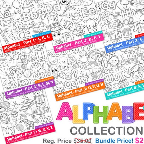 Alphabet Digital Stamps ABC Clip Art Bundle Price School - Etsy