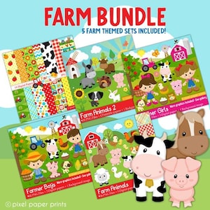 Farm Clipart Bundle - Farm Animals Clip Art - Digital Download ...