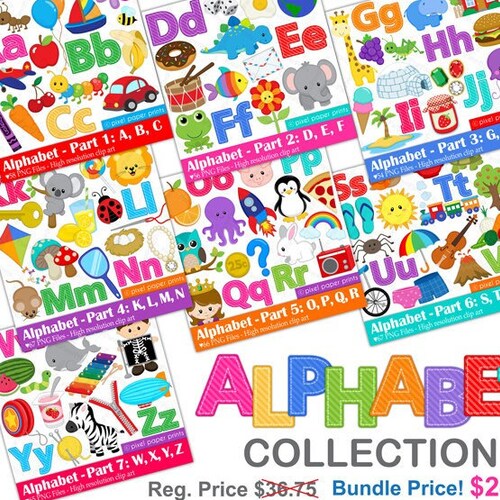 Alphabet Clipart ABC Clip Art Bundle Price School Clip | Etsy UK