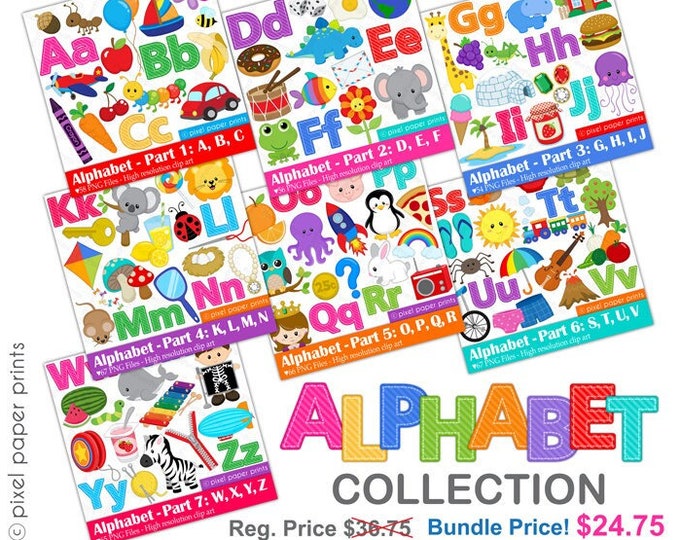 ABC Clipart Set, Alphabet Clip Art, ABC Clip Art, Stitched Alphabets, A ...