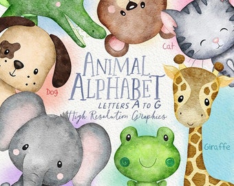 Animal Alphabet LETTERS U TO Z Clipart and Digital Paper Set Cute ABC ...