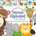 Animal Alphabet - LETTERS U TO Z - Clipart and Digital Paper Set - Cute ...