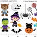 Scary Friends Halloween Clip art and Digital paper set | Etsy