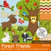 Forest Friends Clip art and Digital paper set Digital | Etsy