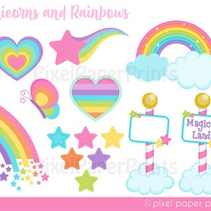 Unicorn Clip Art Unicorns and Rainbows Clipart PNG Files Unicorn ...