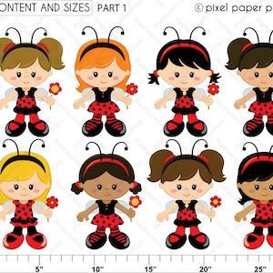 Ladybug Girl - Digital Paper and Clip Art Set - Ladybug Clipart ...