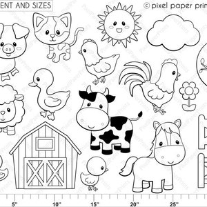 Farm Animals- Digital Stamps - Etsy
