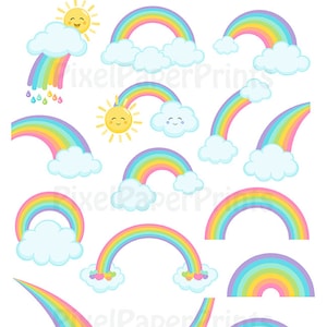 Just Rainbows - Pastel Colors Rainbow Clip Art - Digital Clip Art ...