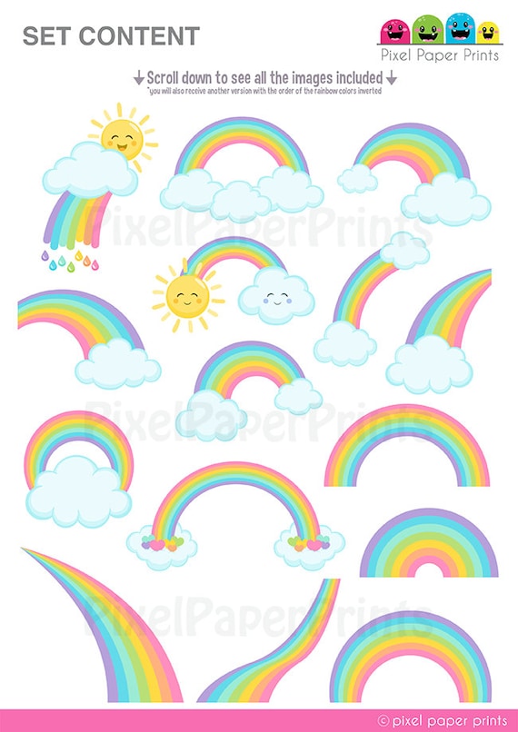 Just Rainbows - Pastel Rainbow Clip Art — PixelPaperPrints