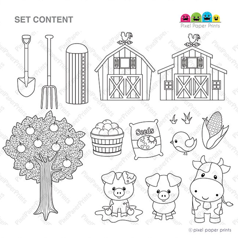 Farmer Boys Digital Stamps Farmer Kids Farm Clipart - Etsy