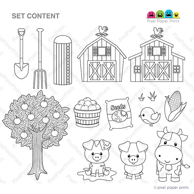 Farmer Boys Digital Stamps - Farmer Kids - Farm Clipart - Digital ...