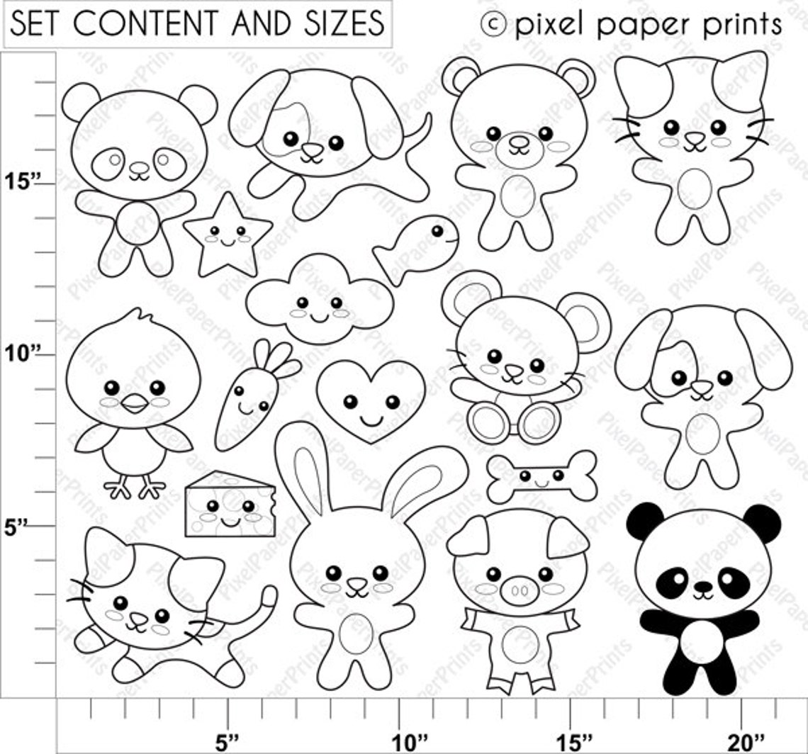 Kawaii animals - Digital Stamps - Etsy.de