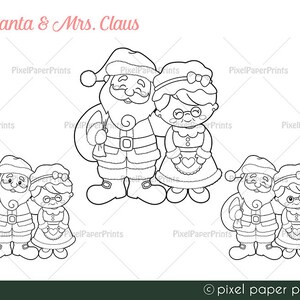 Santa and Mrs. Claus Digital Stamps - Christmas Clipart - Line Art ...