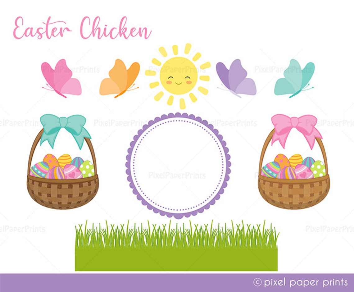 Easter Clipart - Cute Easter Chicken Graphics - Digital Paper and Clip ...