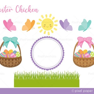 Easter Clipart - Cute Easter Chicken Graphics - Digital Paper and Clip ...