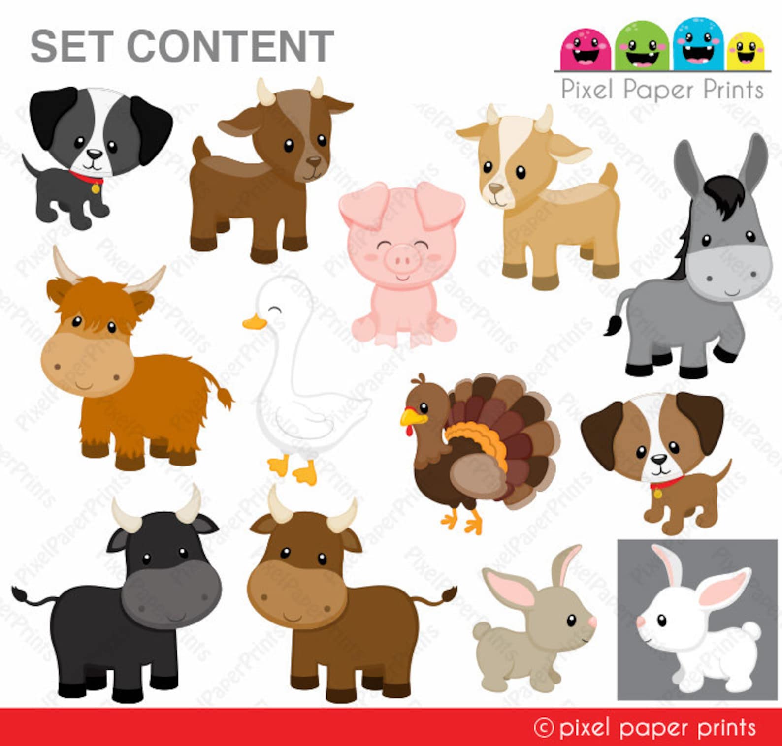 Farm Animals Clip Art Part 2 - Digital Download - Printable High ...