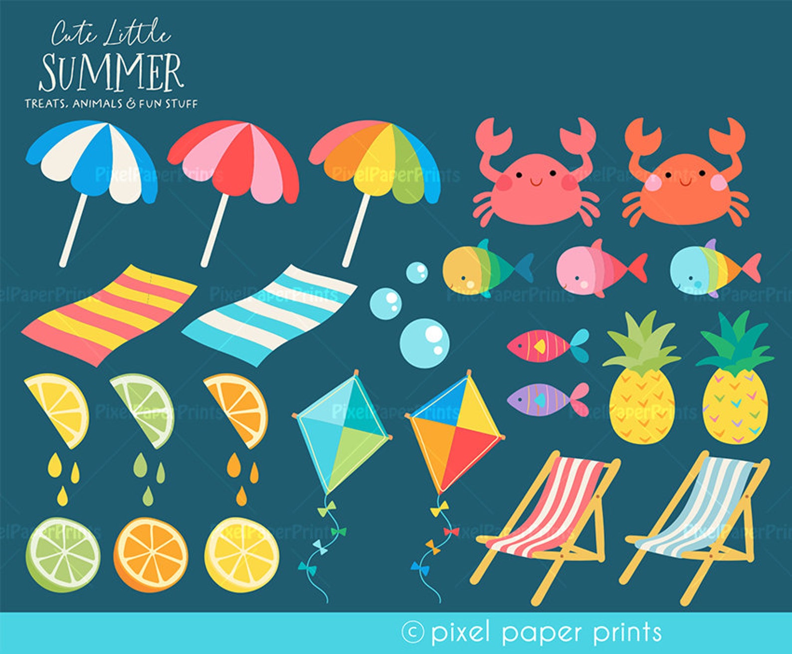 Cute Little Summer Clip Art Bundle | Over 200 High-quality PNG Graphics ...