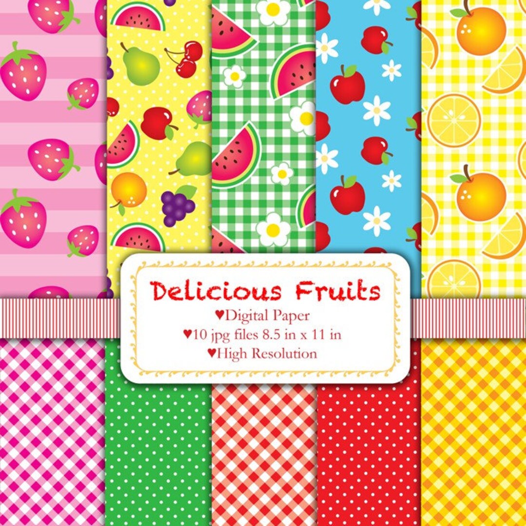 Delicious Fruits - Digital Paper Set - Etsy