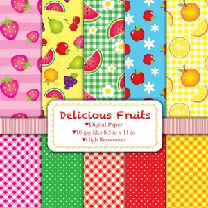 Delicious Fruits - Digital Paper Set - Etsy
