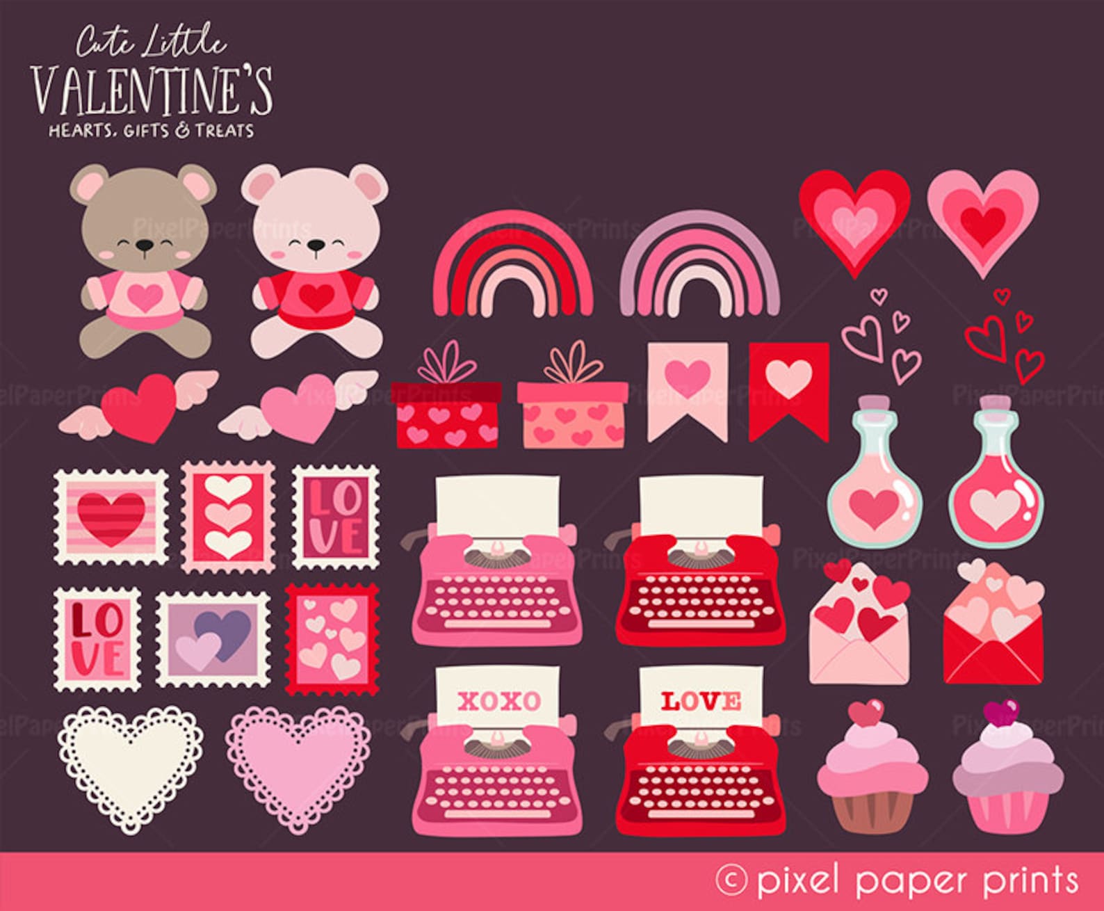 Valentine's Day Clipart - Cute Little Valentine's Hearts Gifts and ...