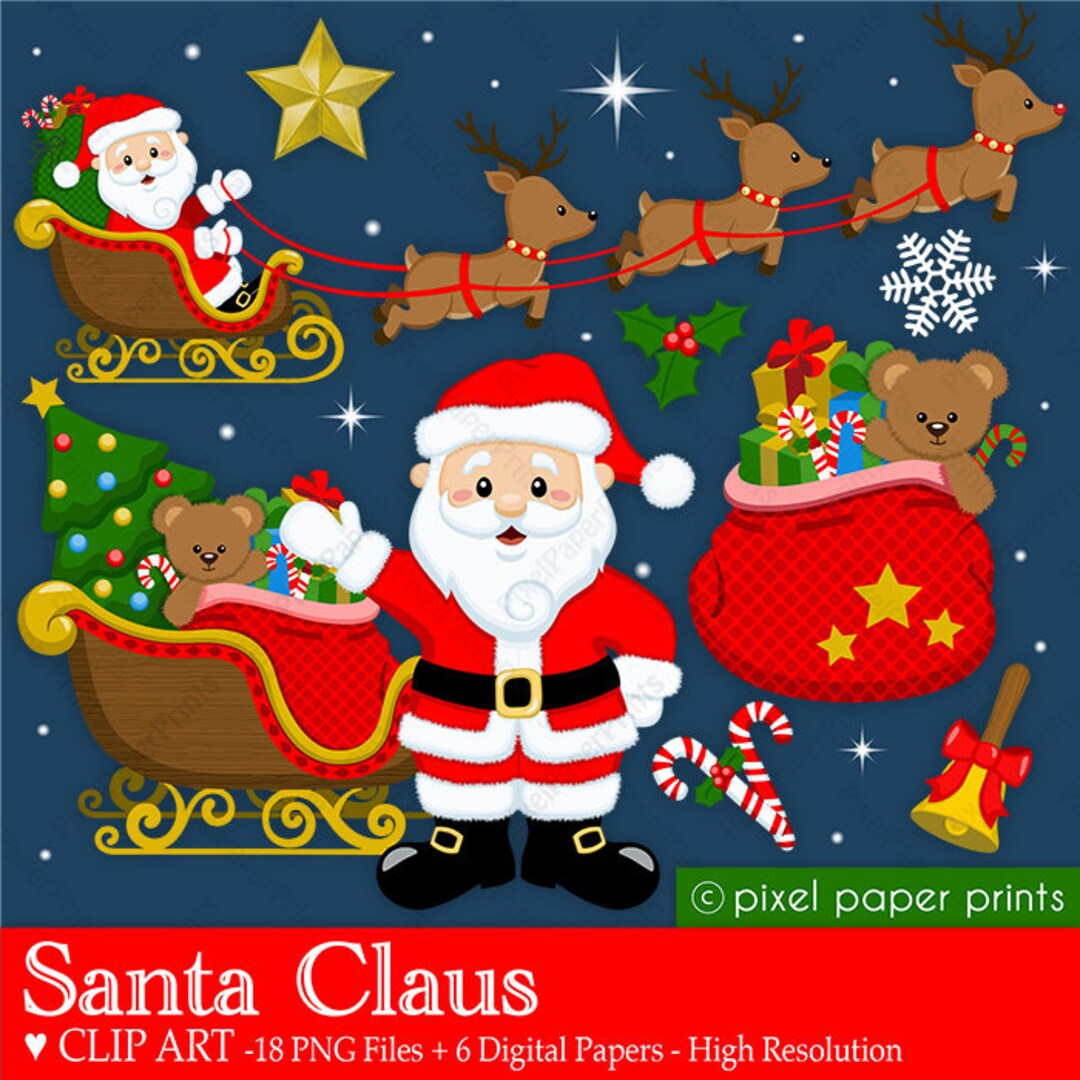 Santa Claus Clip Art - Christmas Clipart - Graphics for Sublimation ...