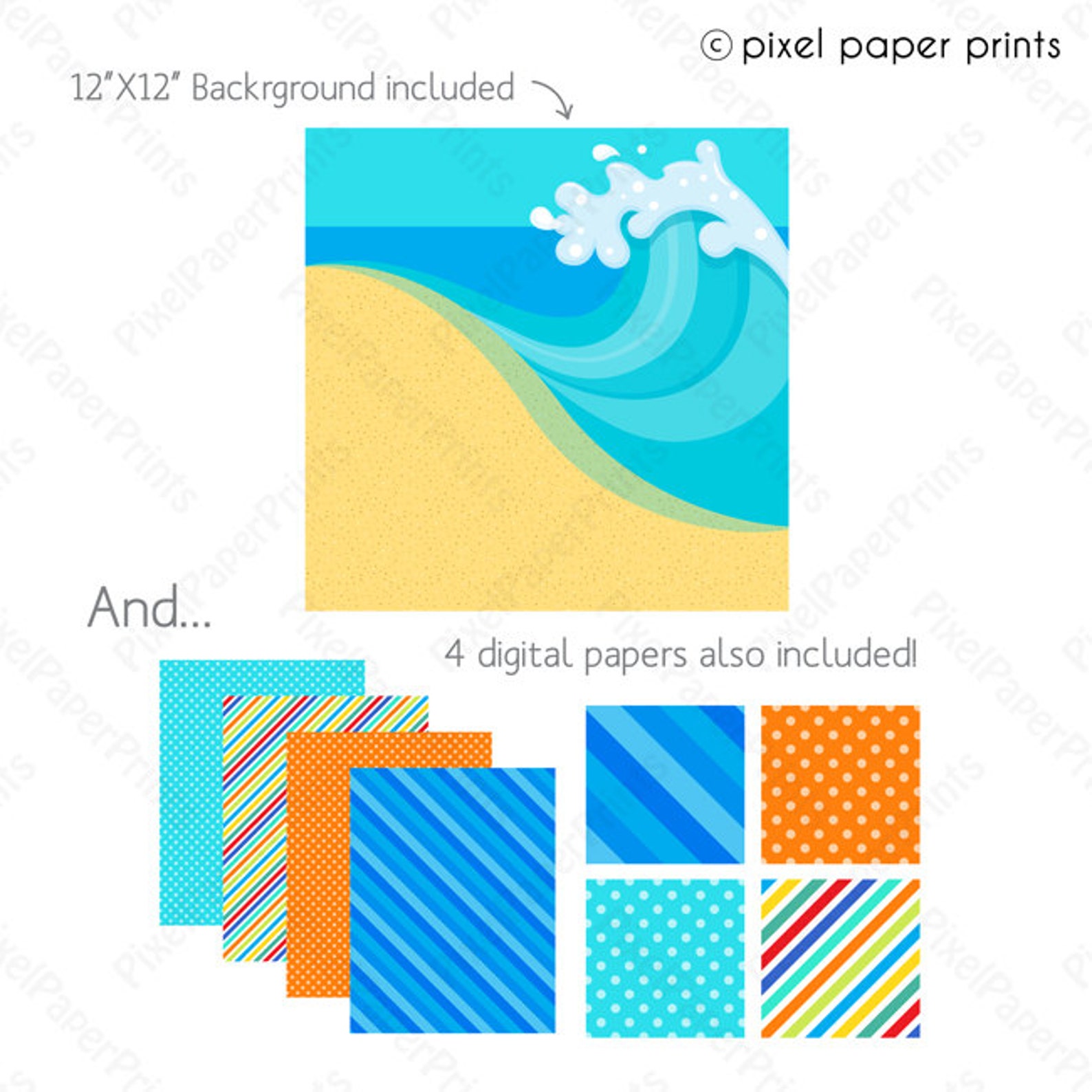 Surfer Boys Clipart Clip Art and Digital Paper Set Digital - Etsy