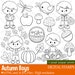 Autumn Boys Digital Stamps Clipart Fall Line Art - Etsy