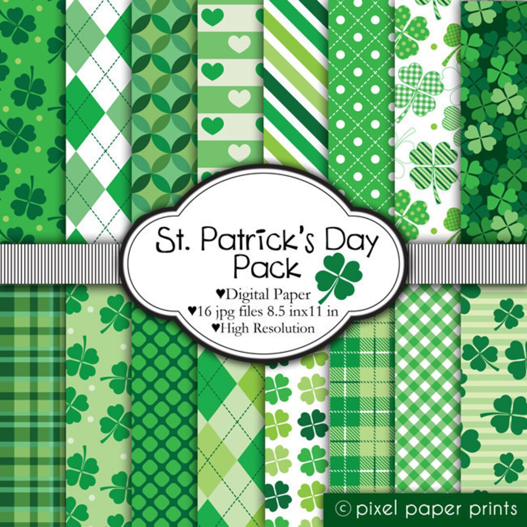 St. Patrick's Day Pack- Digital Paper Set - Etsy