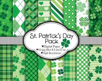 St. Patrick's Day Digital Paper and Clip Art Set | Etsy