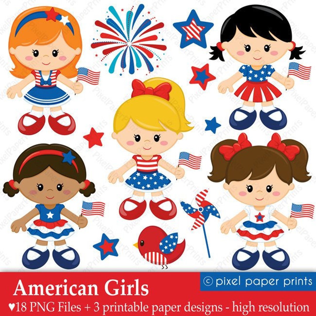 American Girls - 4th of July - Digital Paper and Clip Art Set - Etsy