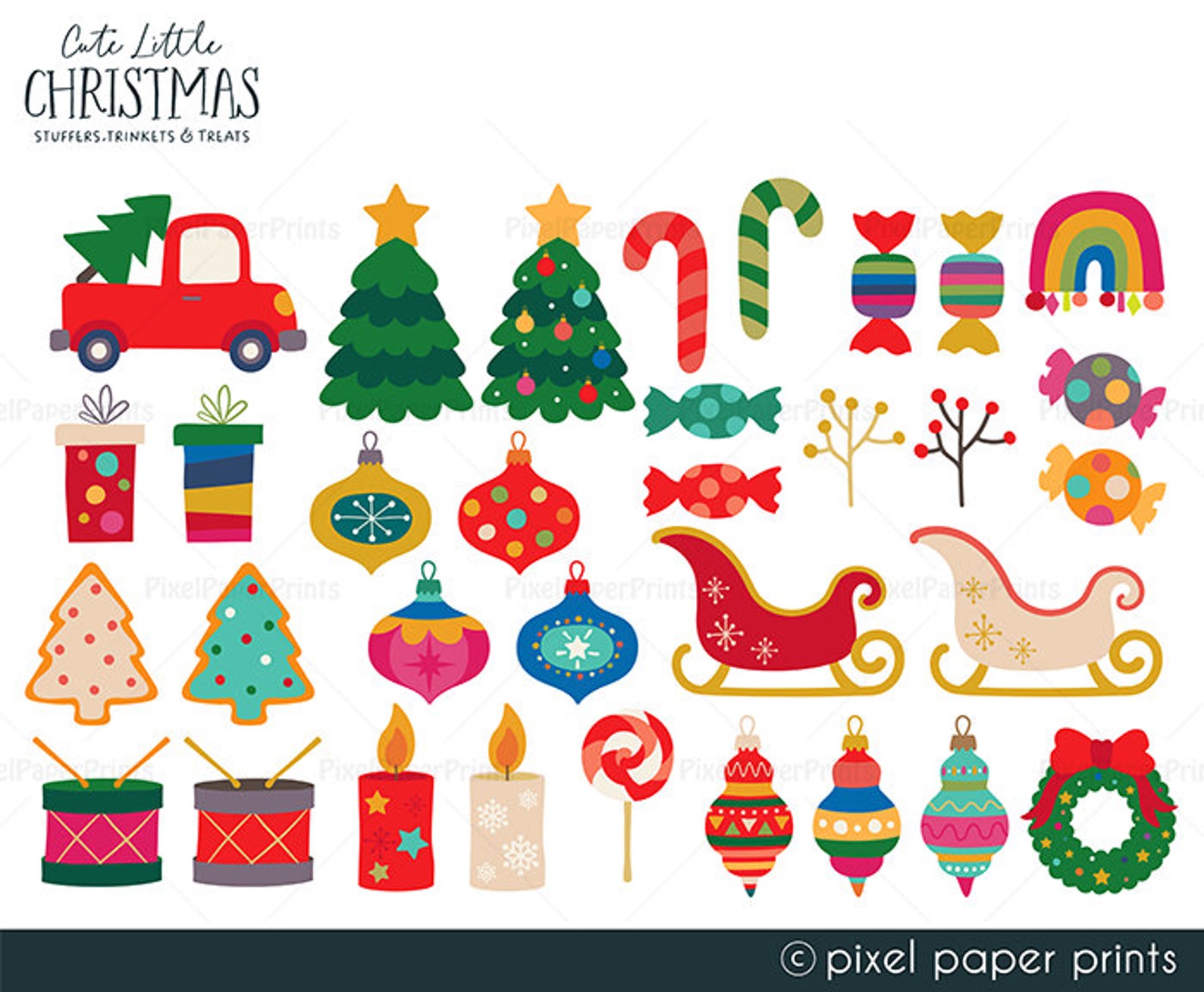 Christmas Clipart Cute Little Christmas Trinkets Stuffers - Etsy