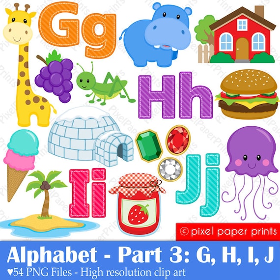 Alphabet Clipart Part 3 ABC Clip Art GHIJ School Clip - Etsy
