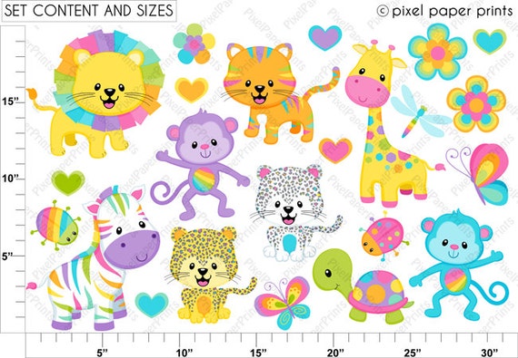 Pastel Rainbow Animals - Clip Art — PixelPaperPrints