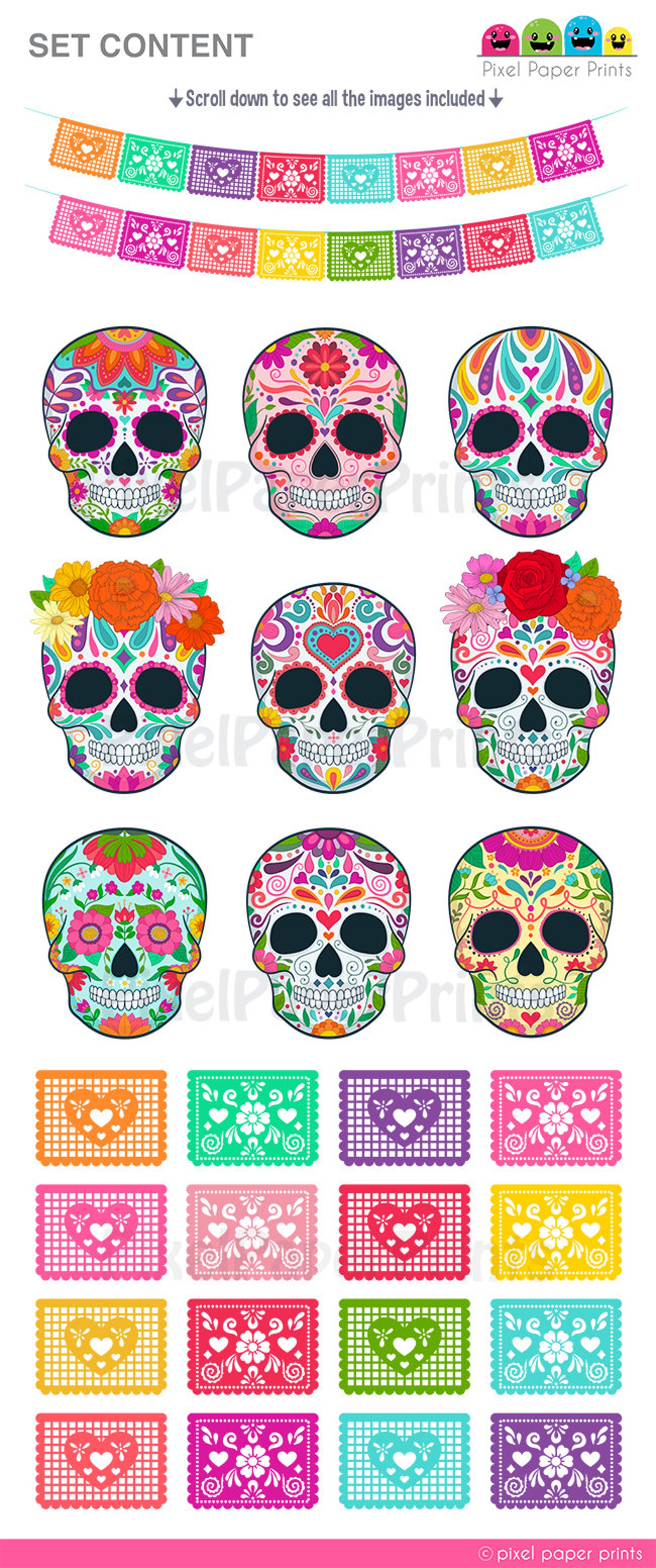 Day of the Dead Clipart Sugar Skull Dia De Los Muertos - Etsy
