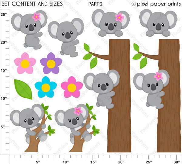 Koala Clipart - Koala Bear Clip Art and Digital Paper Set - Digital ...