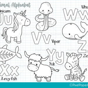 Animal Alphabet Collection A to Z - Digital Stamps - ABC Clip Art ...